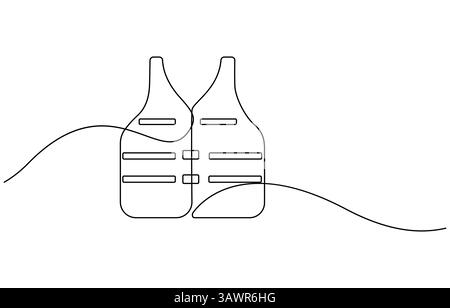life jacket safety flotation vest rescue vector monoline one line line ...