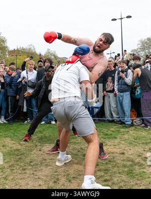 London, UK. 20 April 2025. Public boxing fight was organized by ...