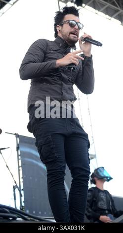 Dustin Bates of Starset performs during Sonic Temple Art and Music ...