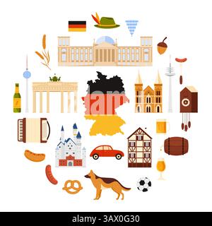 German culture elements and landmarks of Germany, Oktoberfest elements ...