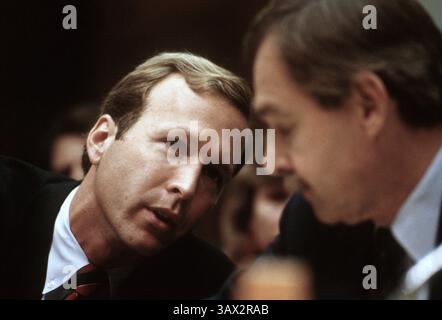 Neil Bush testifying in front of the House Banking Committee about the ...