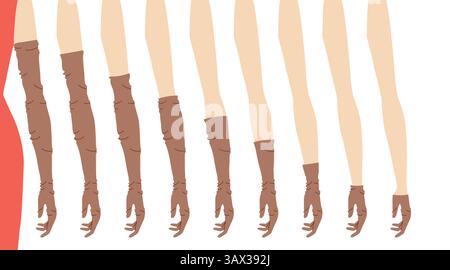 Set of Gloves Length Chart diagram with name text Elbow Short Wrist ...