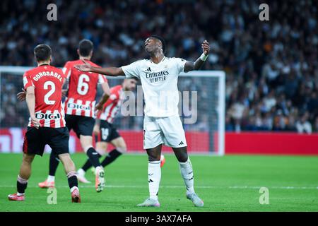 Real Madrid's Vinicius Junior reacts during the Spanish La Liga soccer ...
