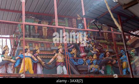 hindu god idols kept behind iron bar for protection at ancient temple ...