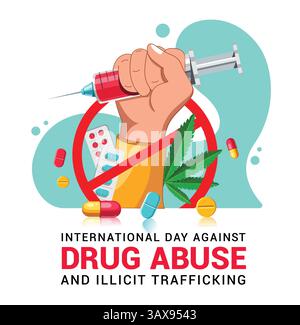 Stop drug abuse clipart poster. No to drugs campaign clip art in black ...