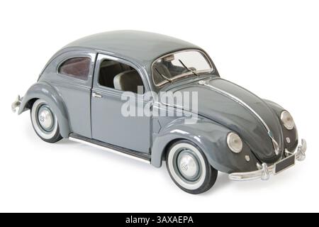 Grey VW Beetle as model car on white background Grey beetle as model ...