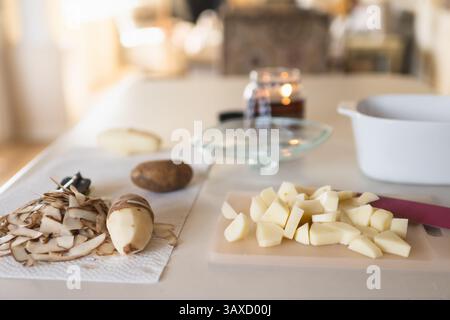 Meal prep for midwest home cooked potato casserole meal Stock Photo - Alamy