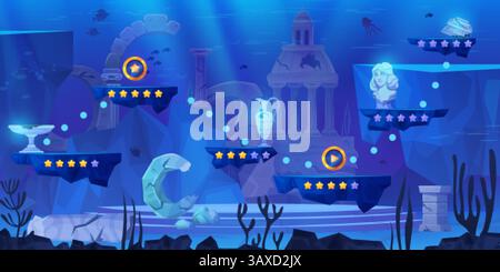 Underwater game ui interface with fish slot icon. Match 3 element with ...