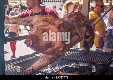 A medieval spit roast Stock Photo - Alamy