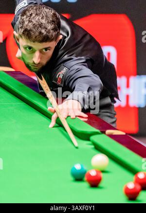 John Higgins during the 2025 Halo World Snooker Championship at The ...