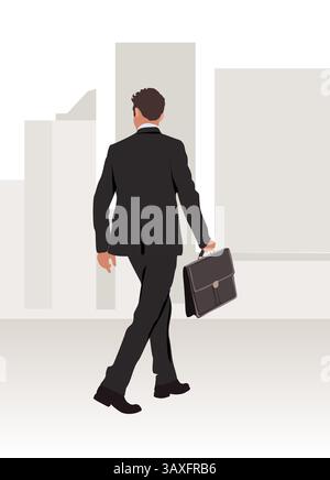 Professional Businessman Walking with Briefcase Silhouette Vector ...