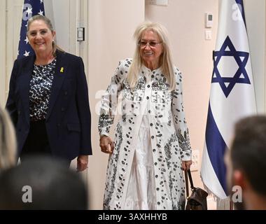 Israeli President Isaac Herzog arrives at Downing Street. (Photo by ...