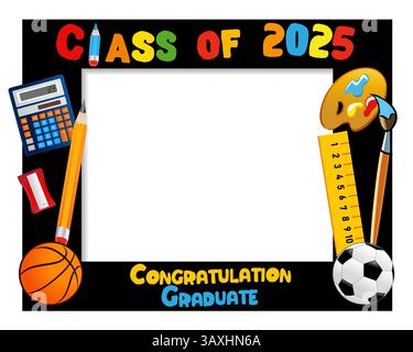 Class of 2025 photo booth frame graduation cap isolated on white ...