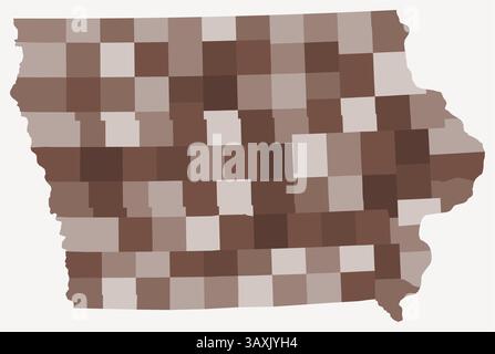 Map of Iowa with counties. Simple state border map with county division ...