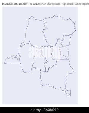 DR Congo plain country map. Medium details. Outline style. Shape of DR ...