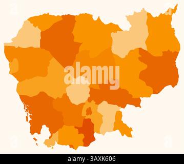 Map of Cambodia with regions. Just a simple country border map with ...