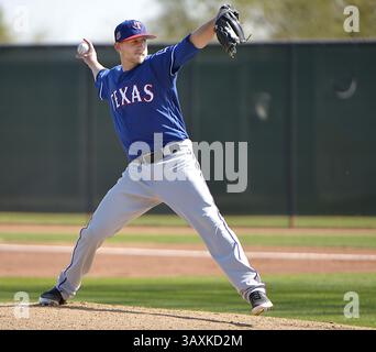 Texas Rangers starting pitcher Tyler Mahle throws during the first ...