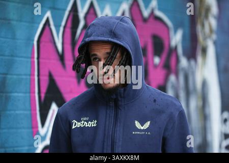 Hannibal Mejbri of Burnley arrives at stadium ahead of the Premier ...