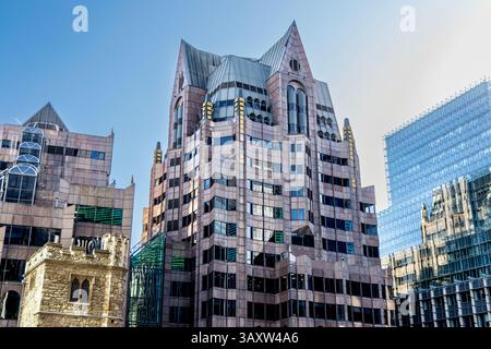 Neo-gothic postmodern style 1990 1 Minster Court building in the City ...