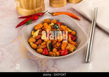 Japanese snack - Chili mame arare rice spicy cracker Stock Photo - Alamy