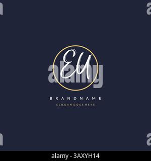 EU Initial letter circular line logo template vector with gradient ...