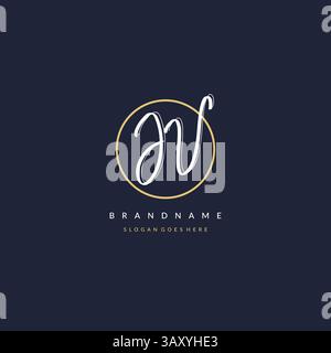 JV Initial letter circular line logo template vector with gradient ...