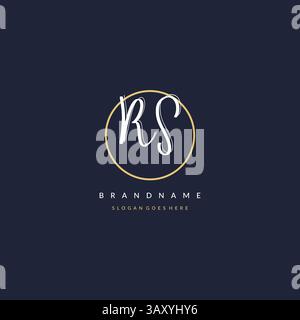 RS Initial letter circular line logo template vector with gradient ...