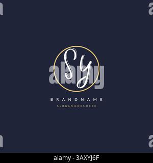 SY Initial letter circular line logo template vector with gradient ...