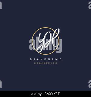 YH Initial letter circular line logo template vector with gradient ...