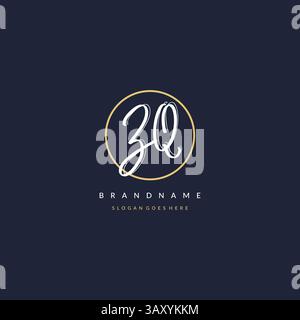 ZQ Initial letter circular line logo template vector with gradient ...
