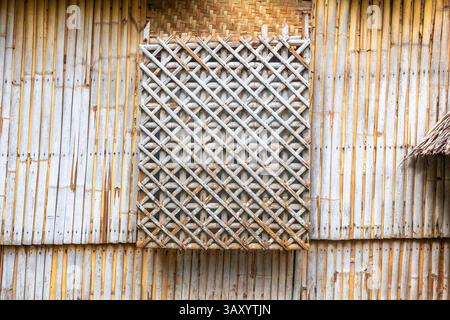 A native Filipino house or bahay kubo made of bamboo and nipa palm ...