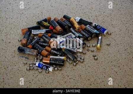 Batteries - A Pile of used batteries - mix of standard batteries and ...