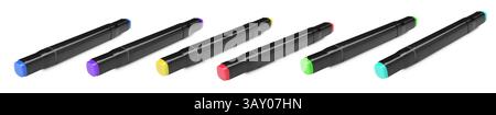 Color double sided markers on white background, collage Stock Photo - Alamy