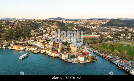 Aerial view of the historic Anadolu Fortress by the Bosphorus with ...