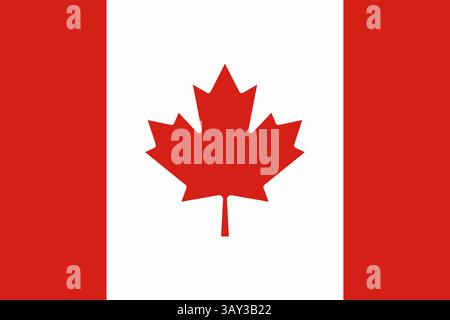 Vector illustration with Canadian national flag with shape of Canada ...