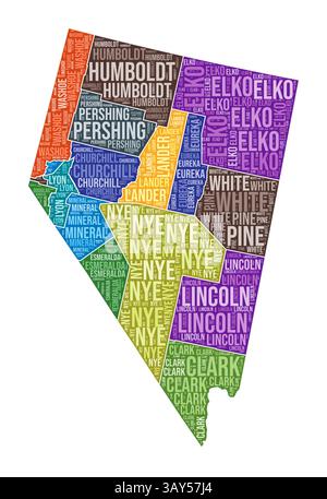Nevada county word cloud. State shape design. Nevada colored ...