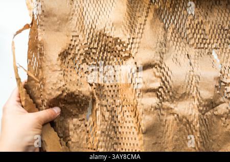 Brown eco friendly packing paper for glassware and dishes Stock Photo ...