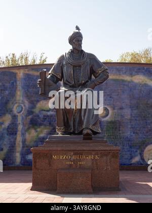 The memorial monument to Mirzo Ulugbek in Samarkand, Uzbekistan, pays ...