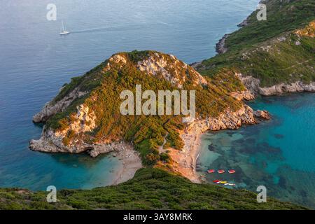 Sunset view of Porto Timoni beach at Greek island Corfu Stock Photo - Alamy