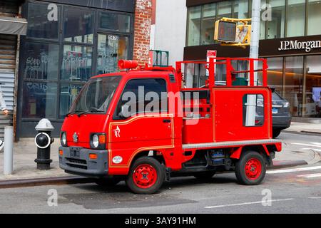 A Subaru Sambar retired Japanese mini fire truck. An old Japanese Kei ...