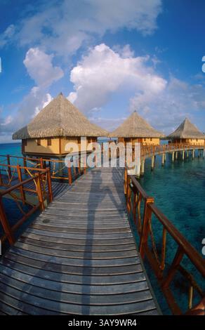French Polynesia, Rangiroa Atoll. Overwater bungalows Stock Photo - Alamy