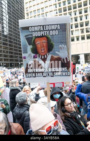 Hands Off protest on Chicago Anti-Trump demonstration and march Stock ...