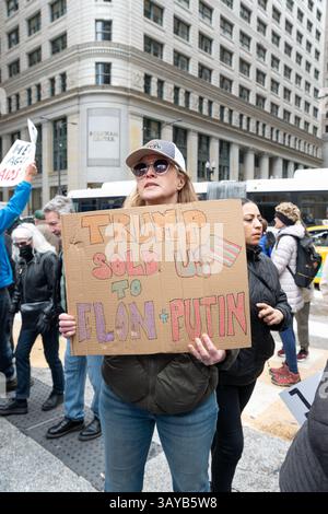 Hands Off protest on Chicago Anti-Trump demonstration and march Stock ...