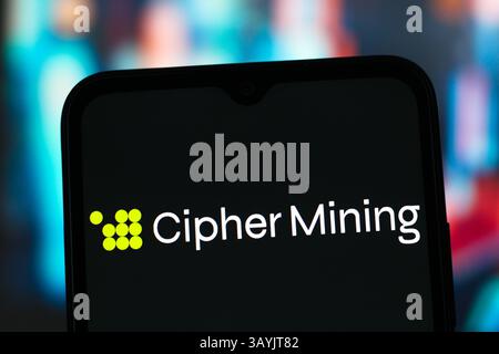 In this photo illustration, the Cipher Mining logo is seen displayed on ...
