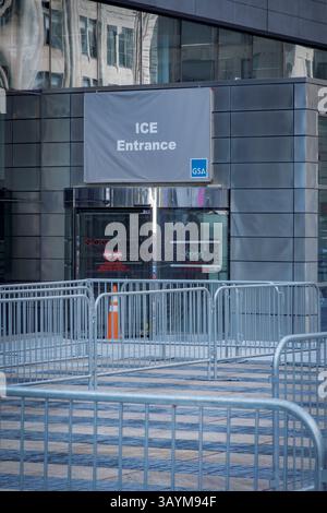 A U.S. Immigration and Customs Enforcement's (ICE) vehicle is parked in ...