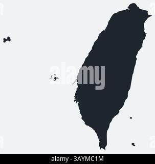 Taiwan island map simple outline. Vector hand drawn simplified style ...