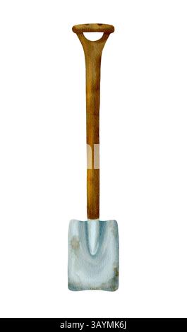 Garden shovel, pitchfork and rake on blue background. 3d render of ...