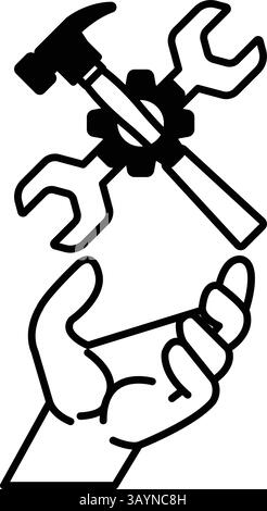 Hand holding hammer. Fist with hammer. Hand with hammer. Construction ...