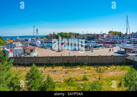 Ustka, Poland, August 14, 2024: Panorama of the port of Ustka ...