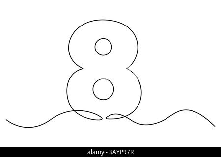 Number 8 Continuous Line Art of an Eight Symbol Stock Vector Image ...